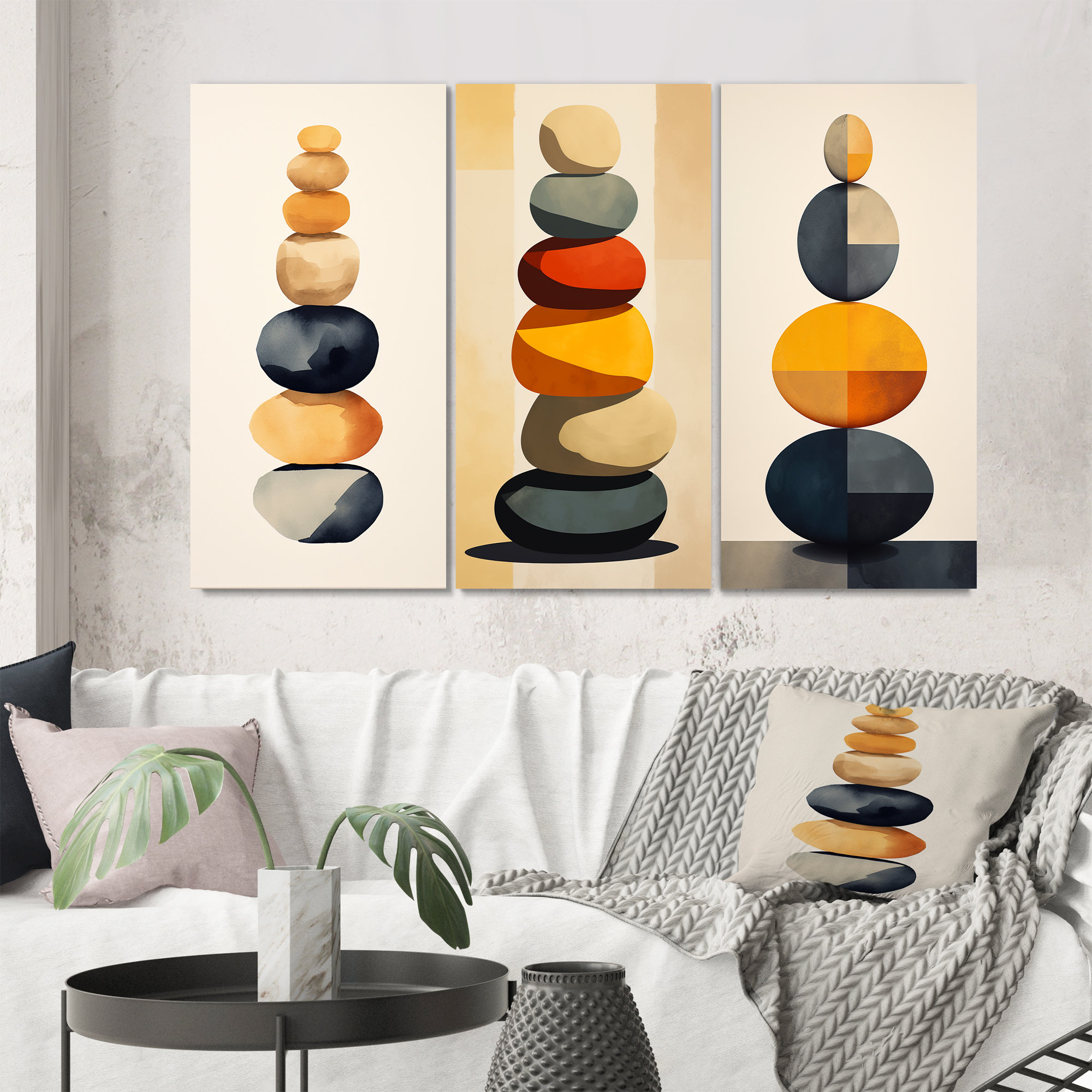 Ivy Bronx Visual Tranquility Rock Balancing - Spiritual Stone Art Set Of 3 Pieces | Wayfair